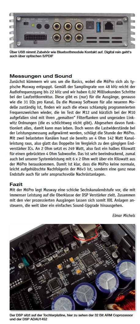 MUSWAY M6PRO-512K Digital 6-Kanal Verstärker AMP mit 10-Kanal DSP (512K Version)